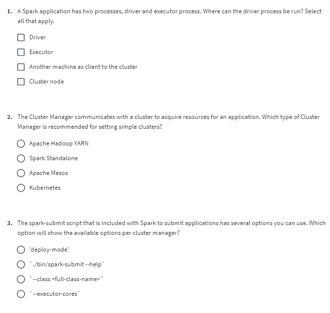 Solved 1. Apache Spark uses distributed data processing and | Chegg.com