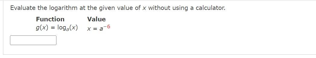 Solved Evaluate the logarithm at the given value of x | Chegg.com