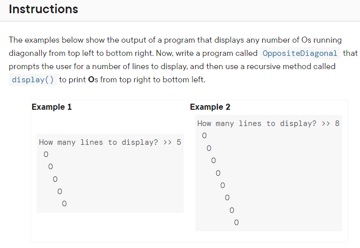 Solved The examples below show the output of a program that | Chegg.com