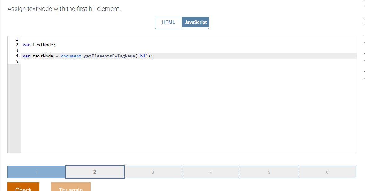 Solved Assign textNode with the first h1 element, HTML | Chegg.com