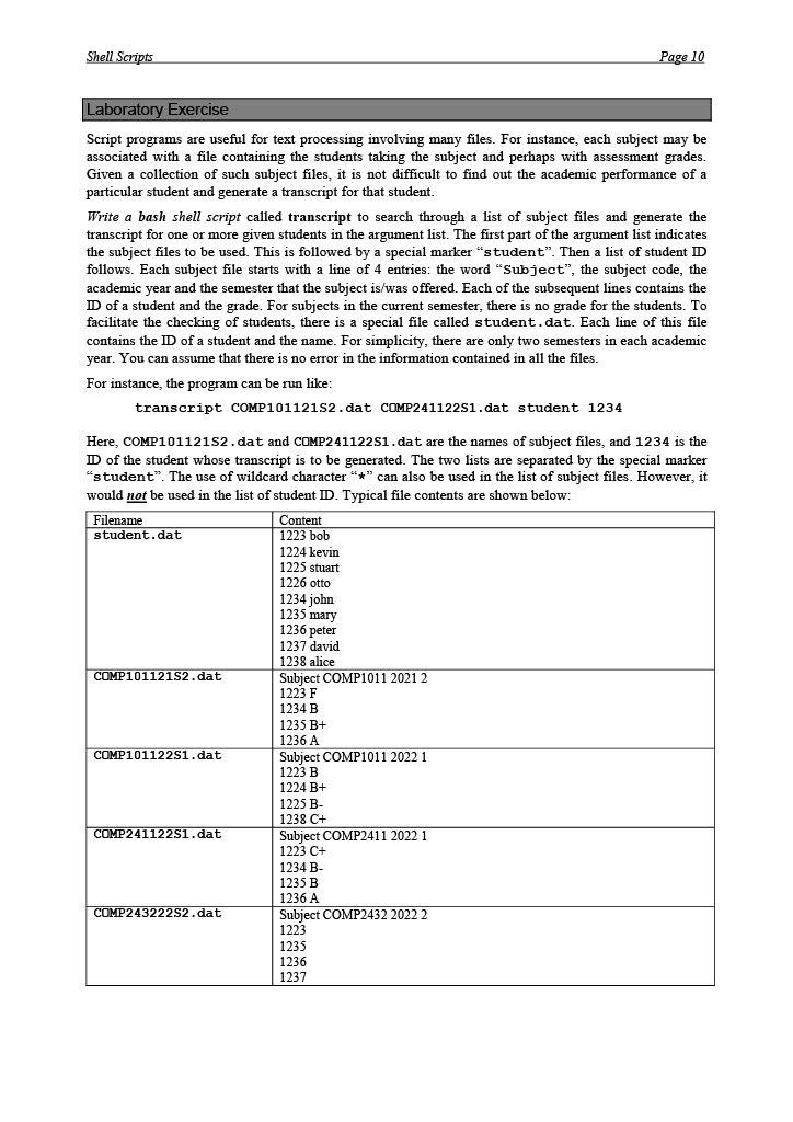 Solved Laboratory Exercise Script programs are useful for | Chegg.com