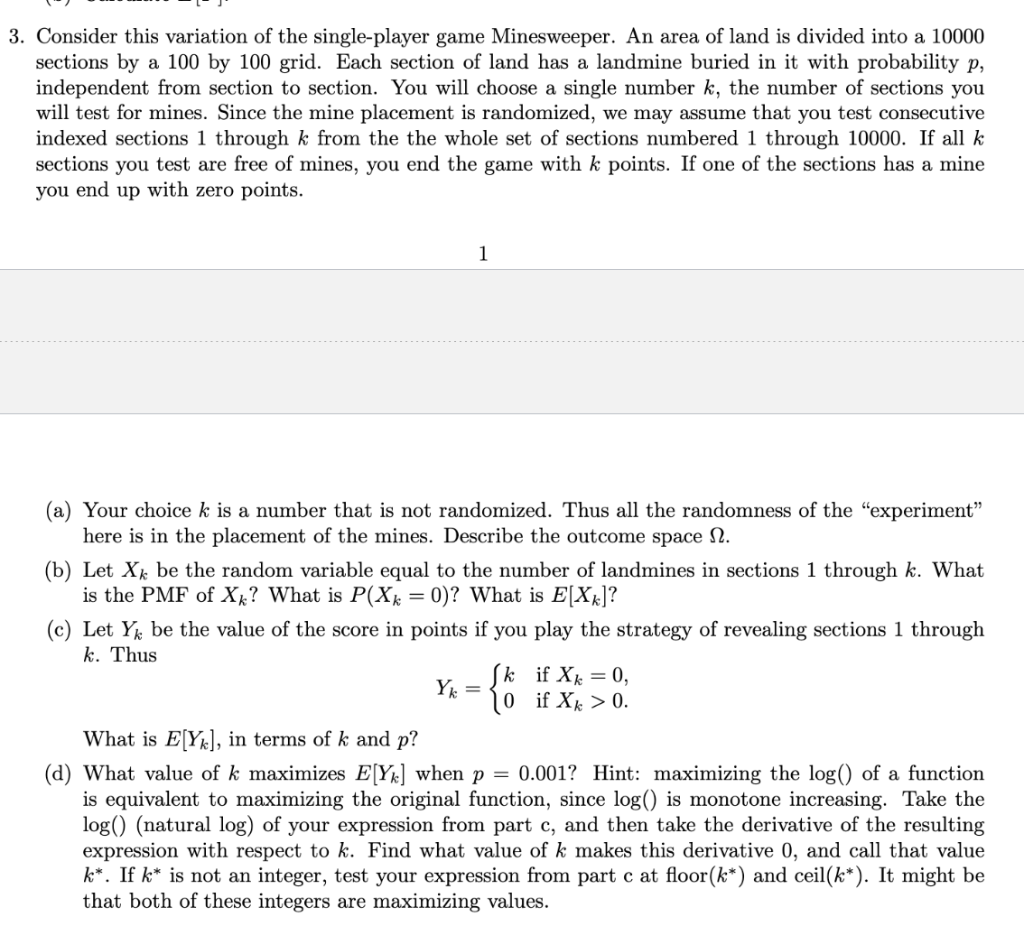 Solved Consider this variation of the single-player game | Chegg.com