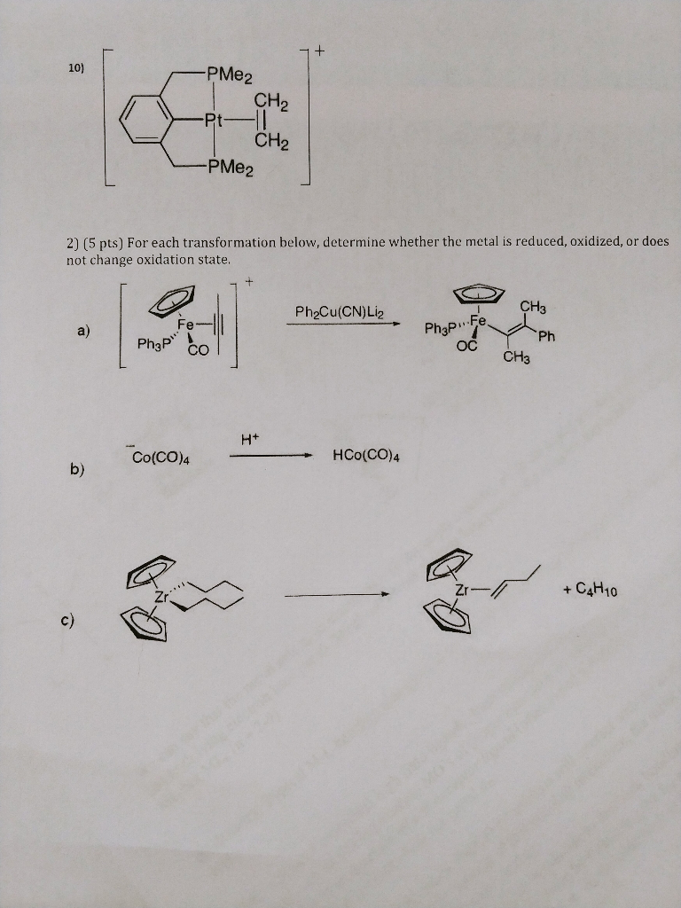 Solved Please answer question 10 only!!!! 10) Electron count | Chegg.com