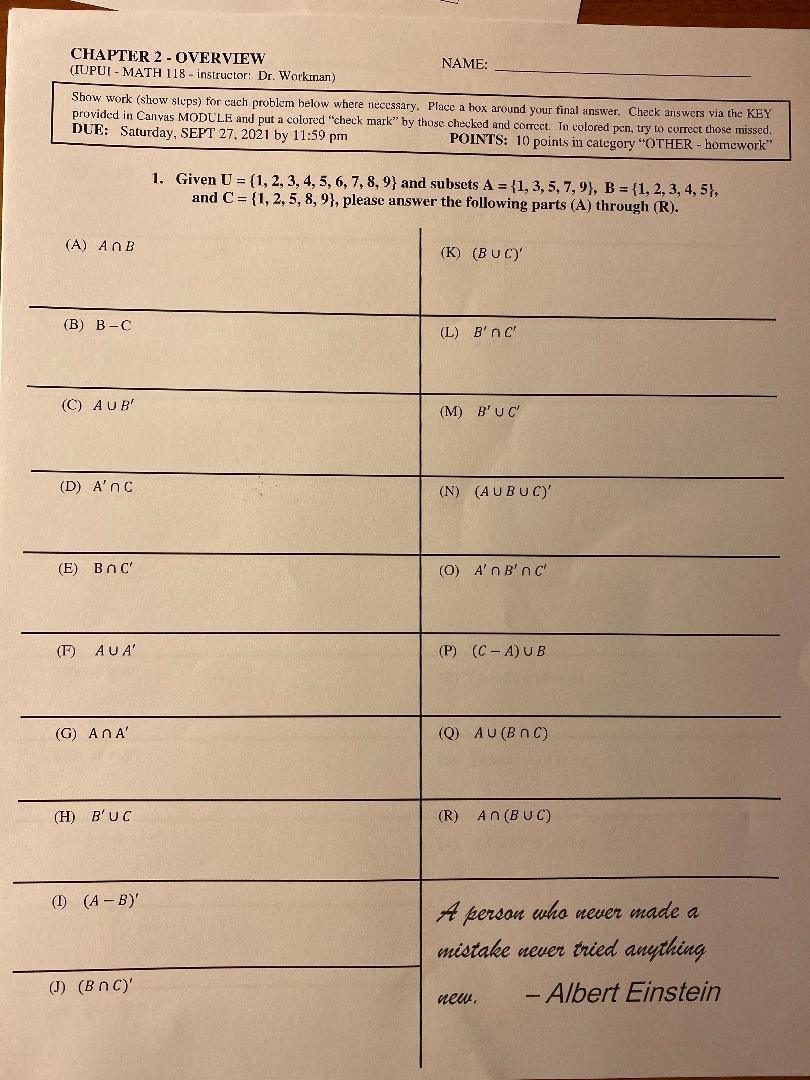Solved CHAPTER 2-OVERVIEW NAME: (IUPUI - MATH 118 - | Chegg.com