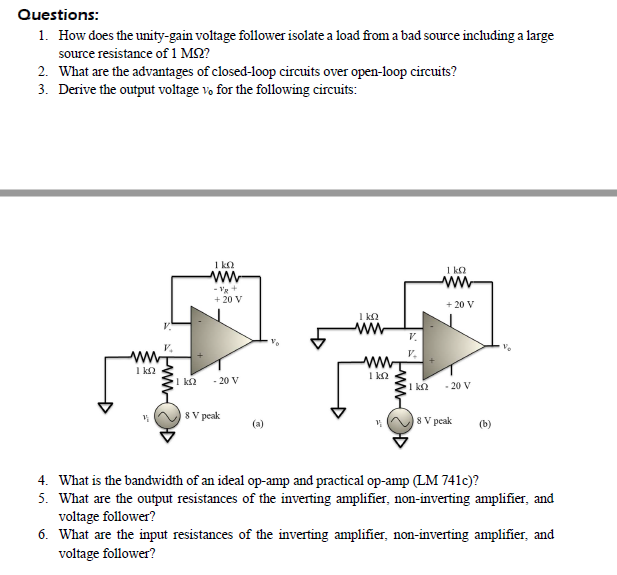 Solved Questions: 1. How does the unity-gain voltage | Chegg.com