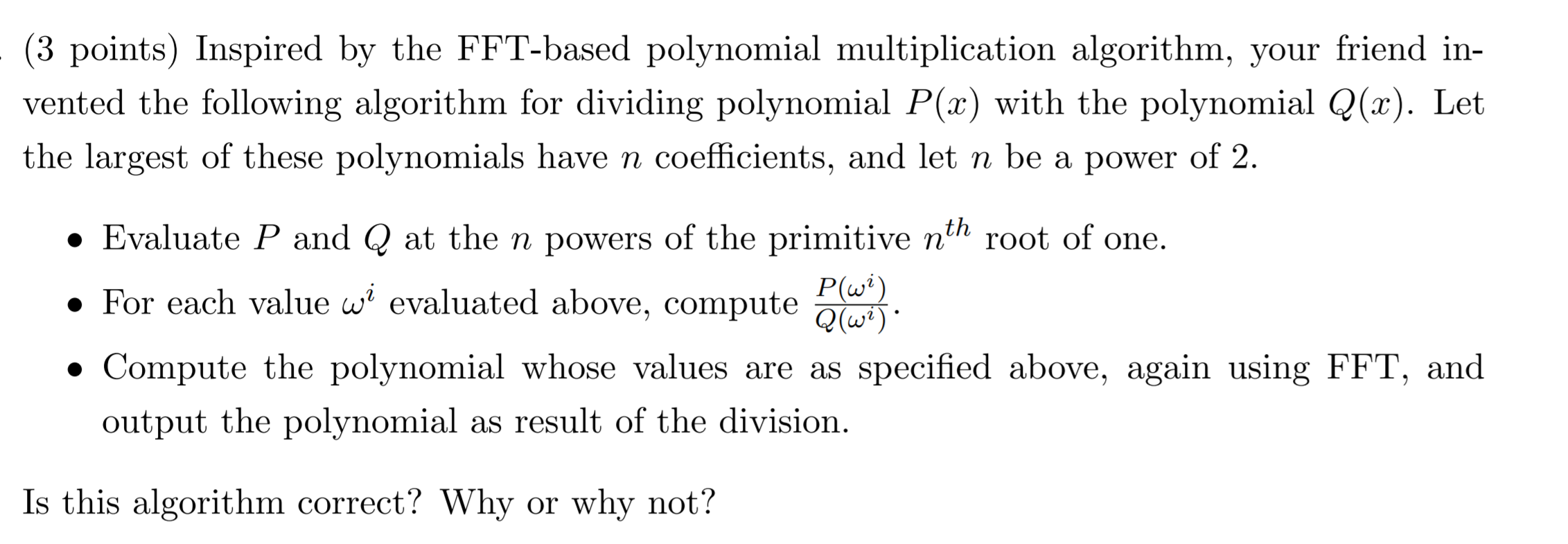 - (3 points) Inspired by the FFT-based polynomial | Chegg.com