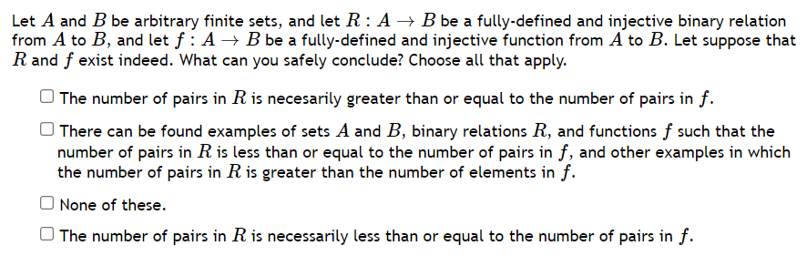 Solved -et A and B be arbitrary finite sets, and let R:A→B | Chegg.com
