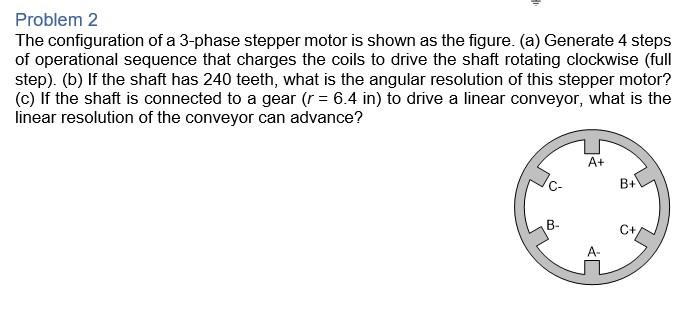 Solved Problem 2 The configuration of a 3-phase stepper | Chegg.com
