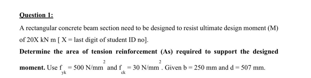 Solved Question 1: A rectangular concrete beam section need | Chegg.com