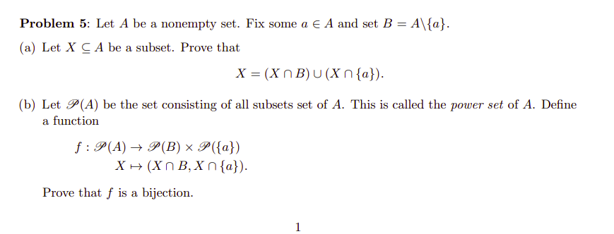 Solved Problem 5 Let A Be A Nonempty Set Fix Some A∈a And
