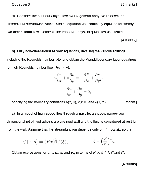 Solved Question 3 [25 marks] a) Consider the boundary layer | Chegg.com
