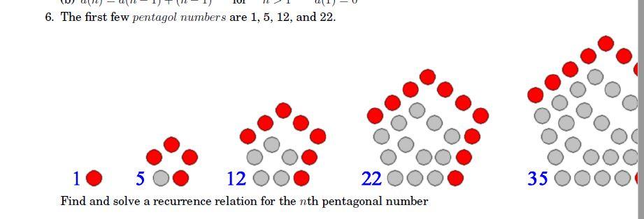 6. The first few pentagol numbers are 1,5,12, and 22 | Chegg.com