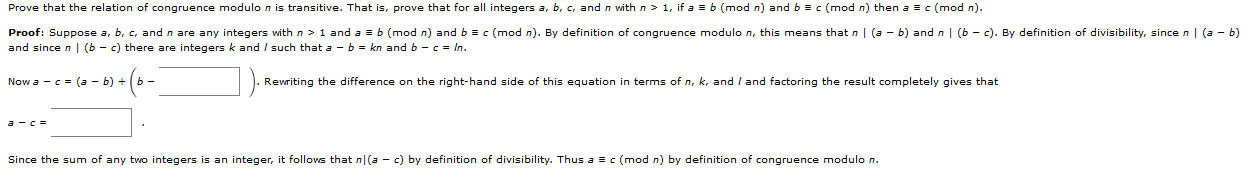 Solved Prove that the relation of congruence modulo n is | Chegg.com