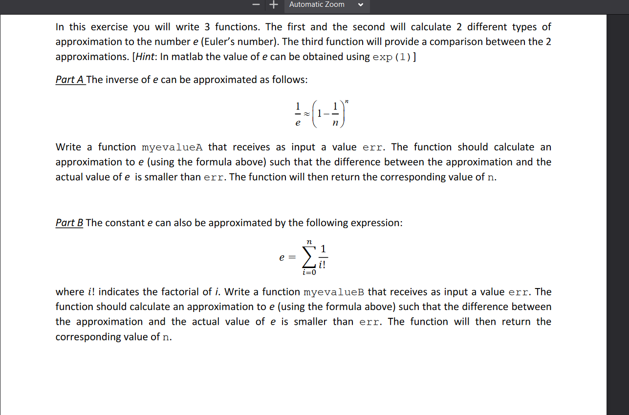 Solved Automatic Zoom In this exercise you will write 3 | Chegg.com