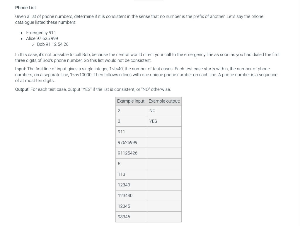 Solved Phone List Given a list of phone numbers, determine | Chegg.com