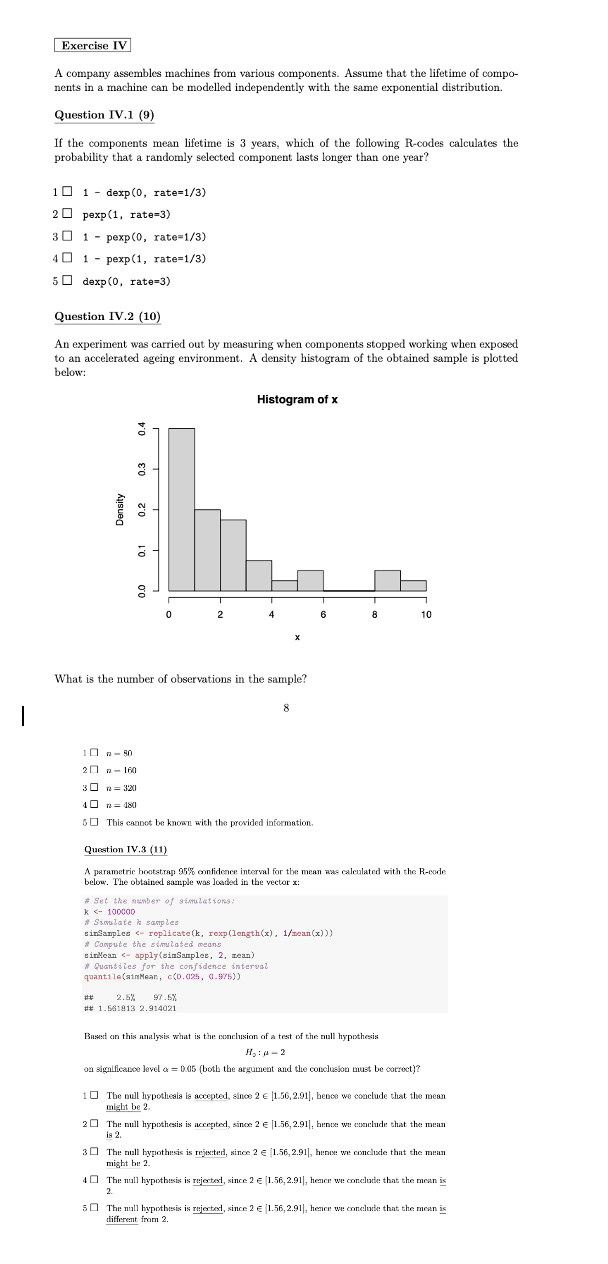 Solved I Exercise IV A company assembles machines from | Chegg.com