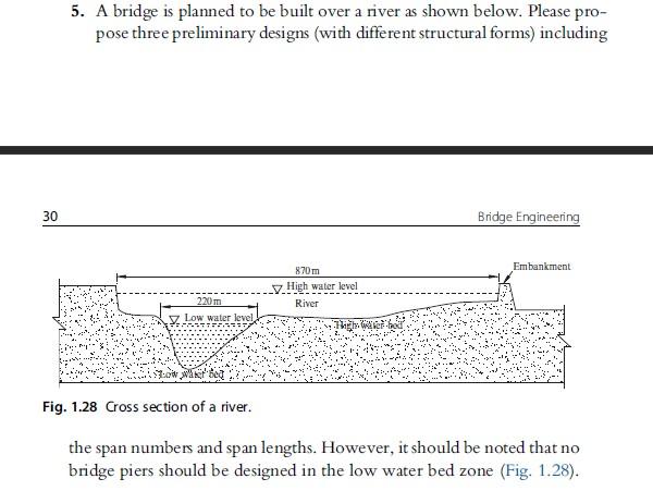 5. A bridge is planned to be built over a river as | Chegg.com