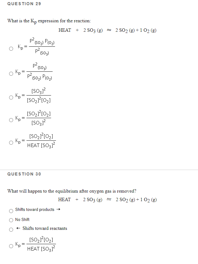 Solved QUESTION 29 What is the Kp expression for the | Chegg.com