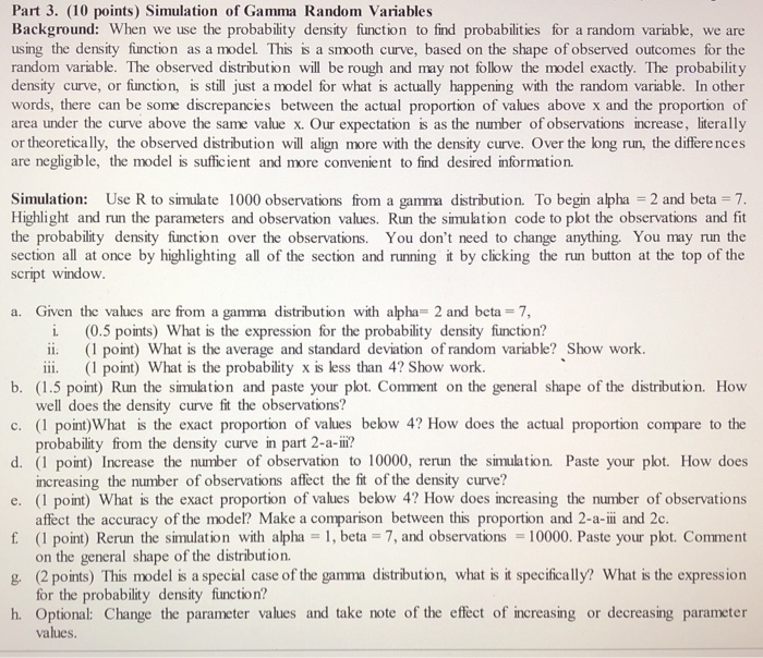 Solved Part 3 10 Points Simulation Of Gamma Random