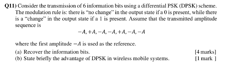Solved Q11) Consider the transmission of 6 information bits | Chegg.com