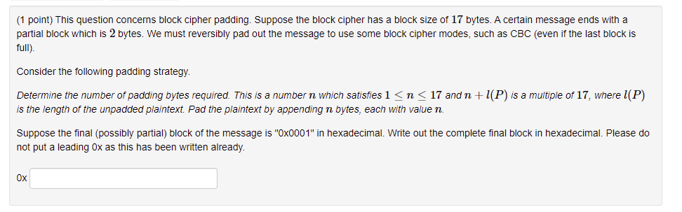 Solved (1 point) This question concerns block cipher | Chegg.com