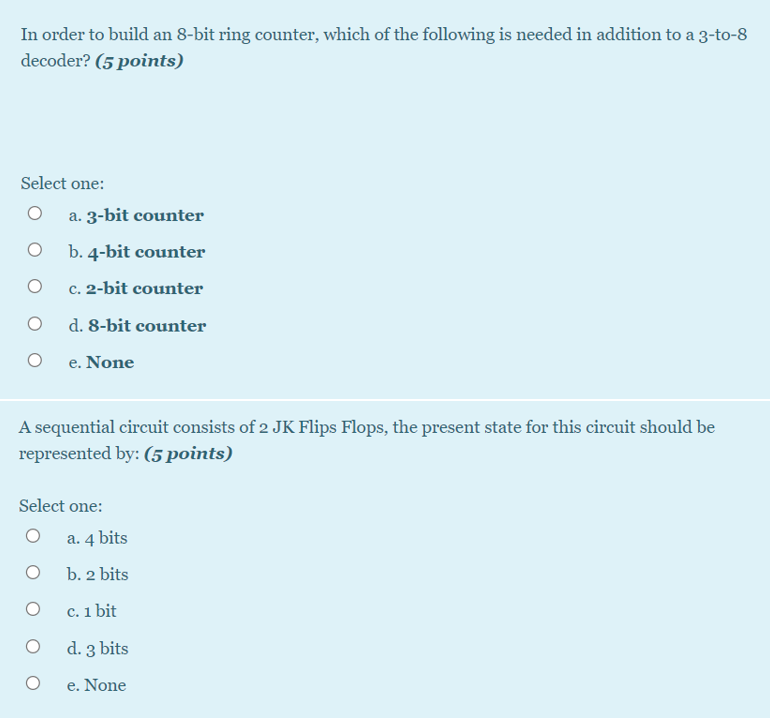 Solved In order to build an 8-bit ring counter, which of the | Chegg.com