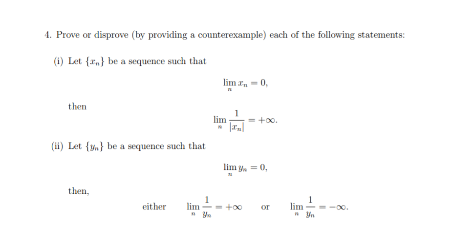 Solved 4. Prove or disprove (by providing a counterexample) | Chegg.com