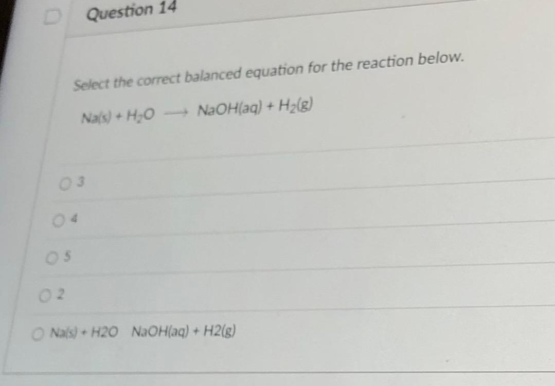 Solved Select the correct balanced equation for the reaction | Chegg.com