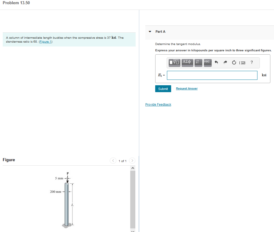 Solved A column of intermediate length buokles when the | Chegg.com