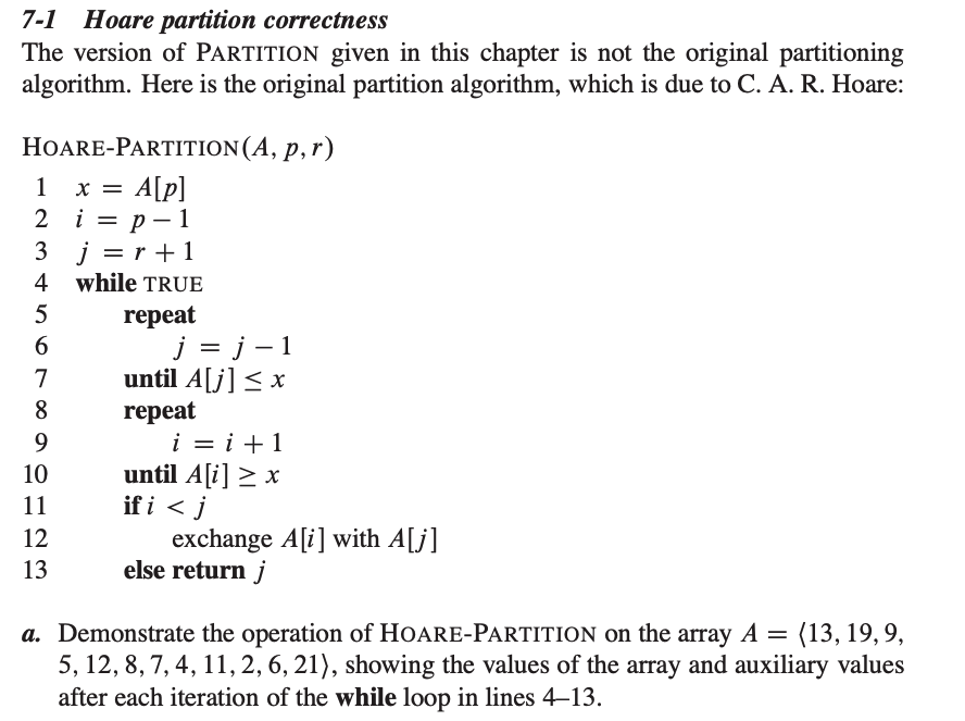 Solved 7-1 Hoare partition correctness The version of | Chegg.com Solved 7-1 Hoare partition correctness The version of | Chegg.com