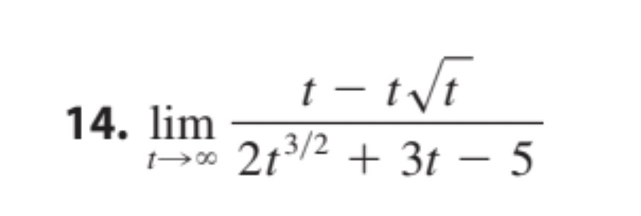Solved limt→∞2t3/2+3t−5t−tt | Chegg.com