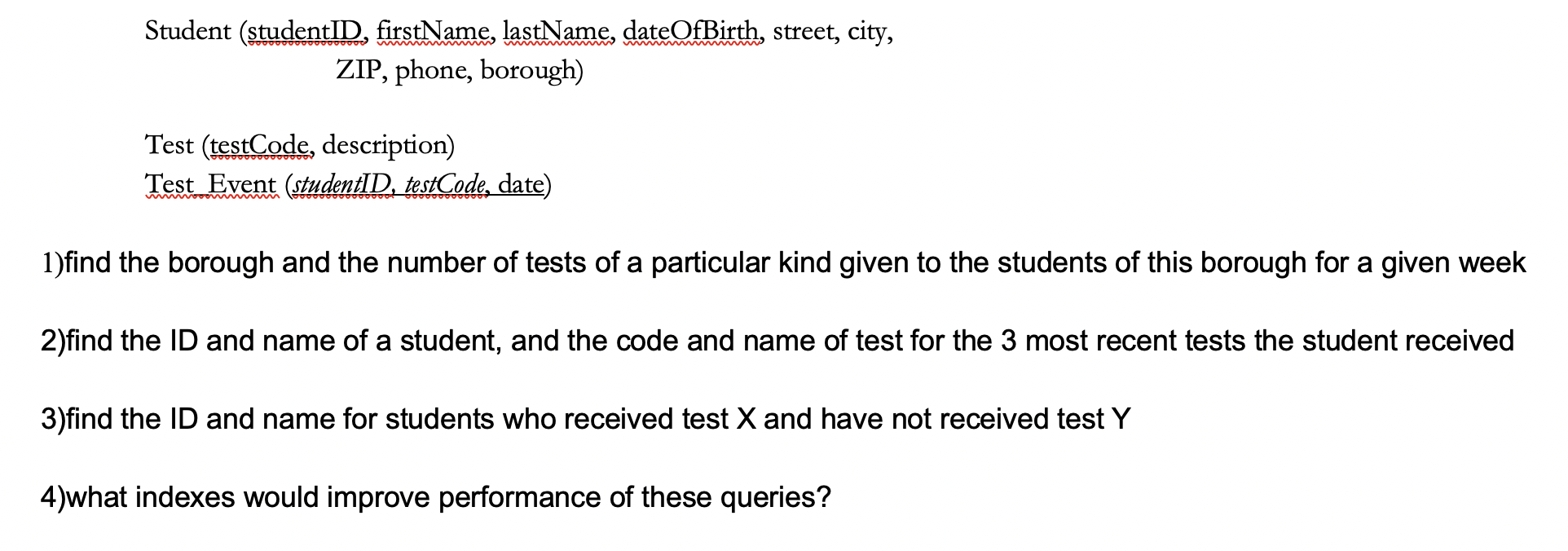 Solved Student (studentID, firstName, lastName, dateOfBirth, | Chegg.com