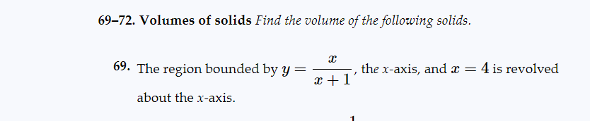 Solved 69-72. Volumes of solids Find the volume of the | Chegg.com