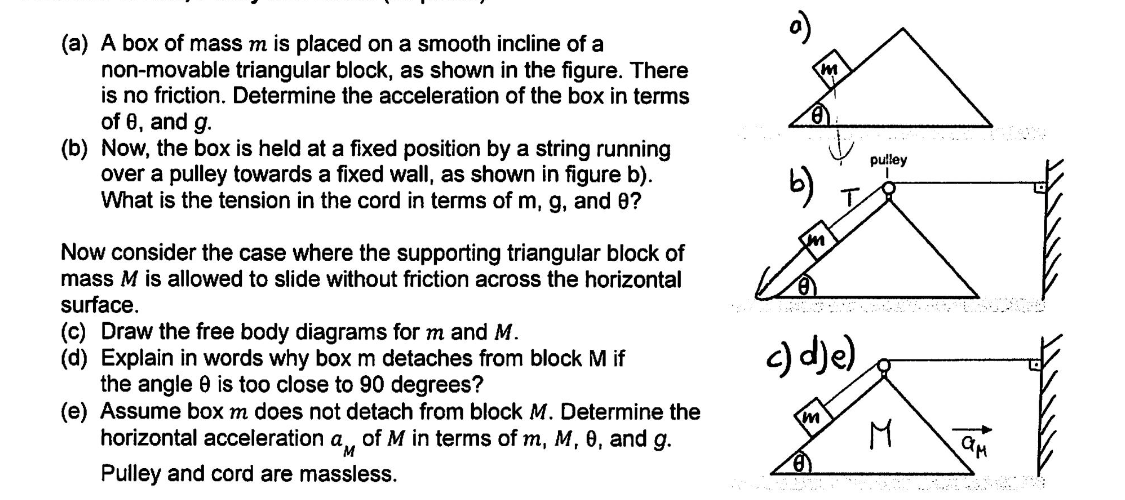 Solved (a) ﻿A box of mass m ﻿is placed on a smooth incline | Chegg.com