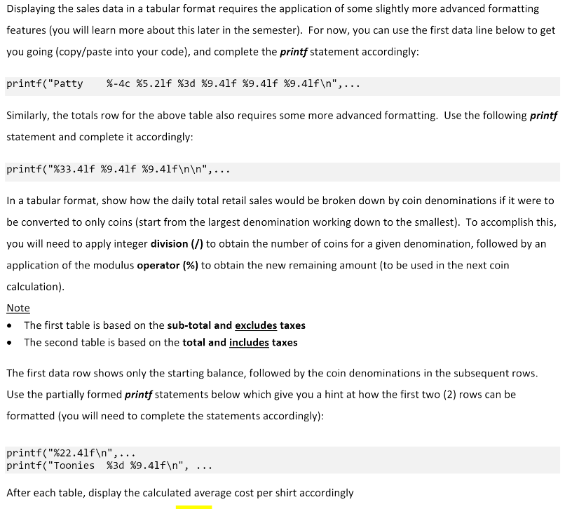 Solved Displaying the sales data in a tabular format | Chegg.com