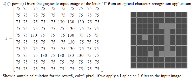 II 2) 5 points) Given the grayscale input image of | Chegg.com