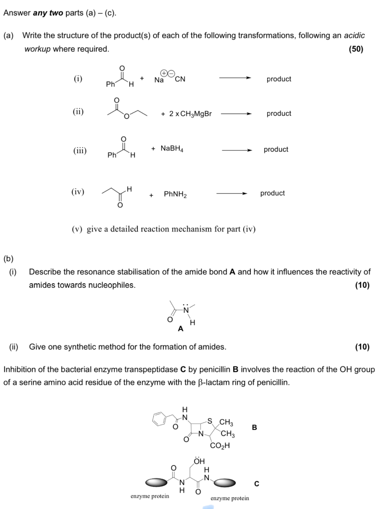 Solved Answer any two parts (a)-(C). (a) Write the structure | Chegg.com