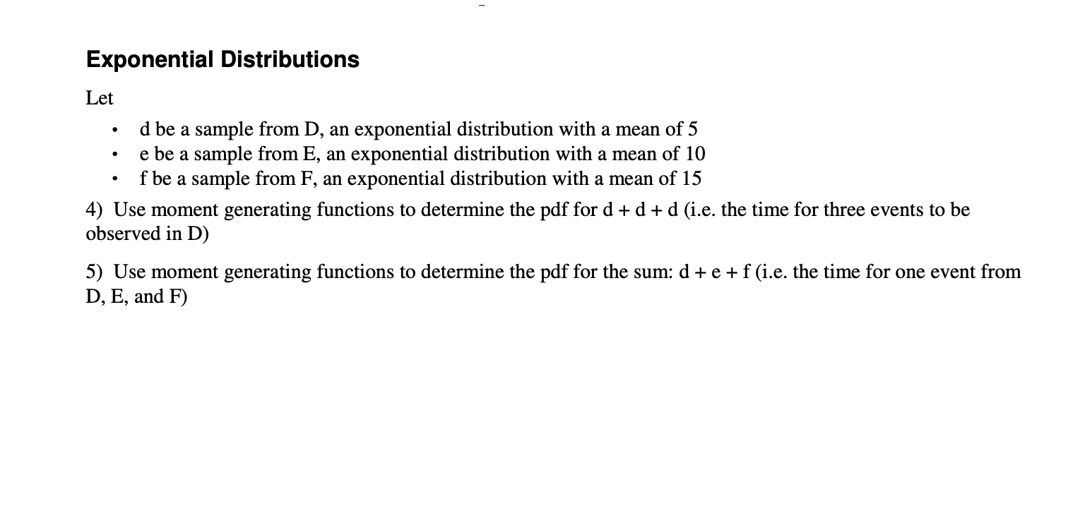 Solved Exponential Distributions Let . . d be a sample from | Chegg.com