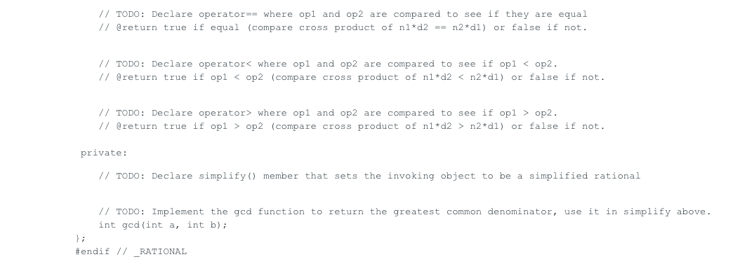 Solved Rational class part 1 here: #include | Chegg.com