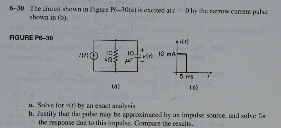 Solved 6-30 The circuit shown in Figure P6-30(a) is excited | Chegg.com