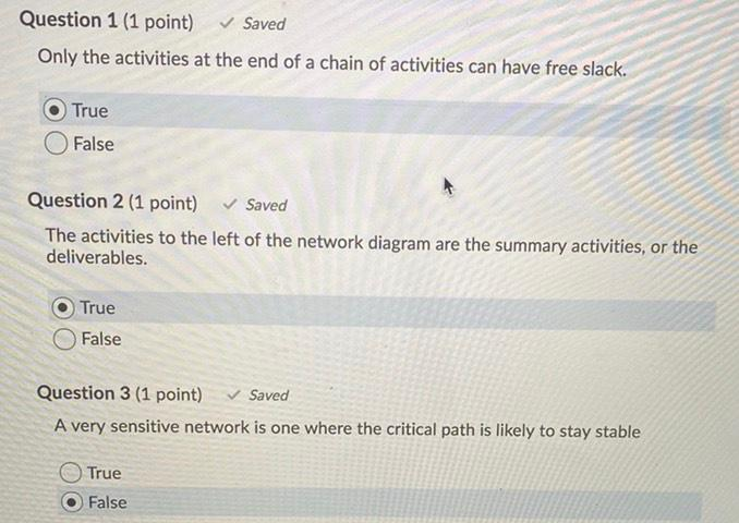 Solved Question 1 (1 point) Saved Only the activities at the | Chegg.com