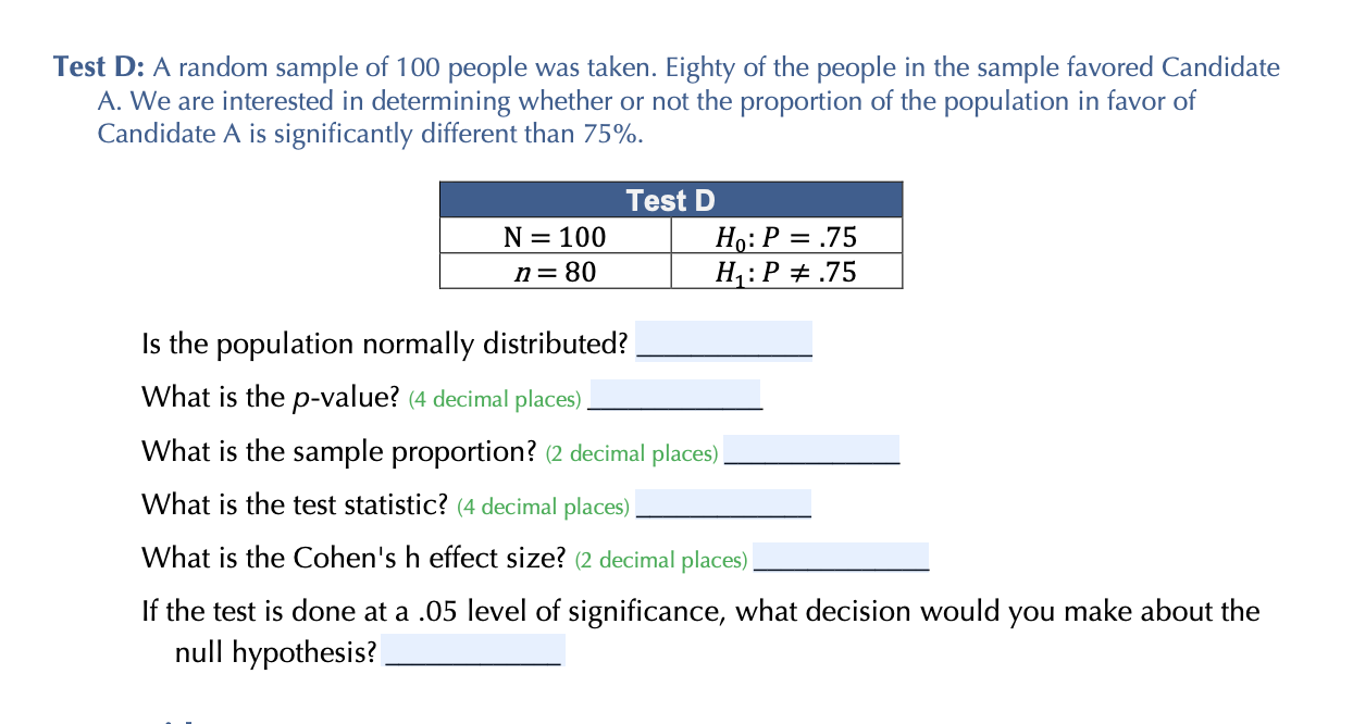 Solved Test D: A random sample of 100 ﻿people was taken. | Chegg.com