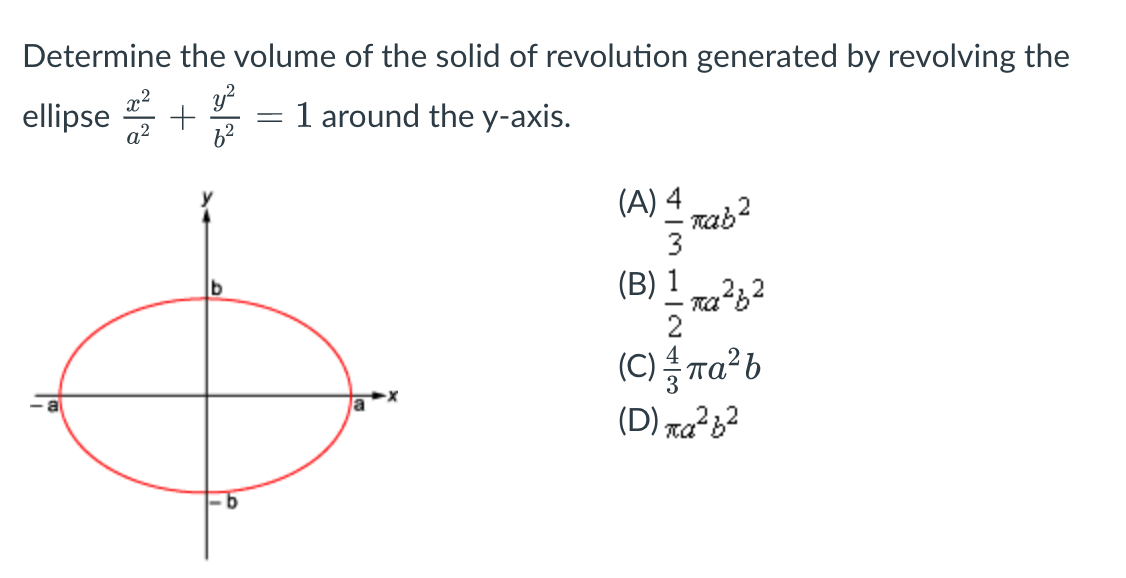 Solved Determine the volume of the solid of revolution | Chegg.com