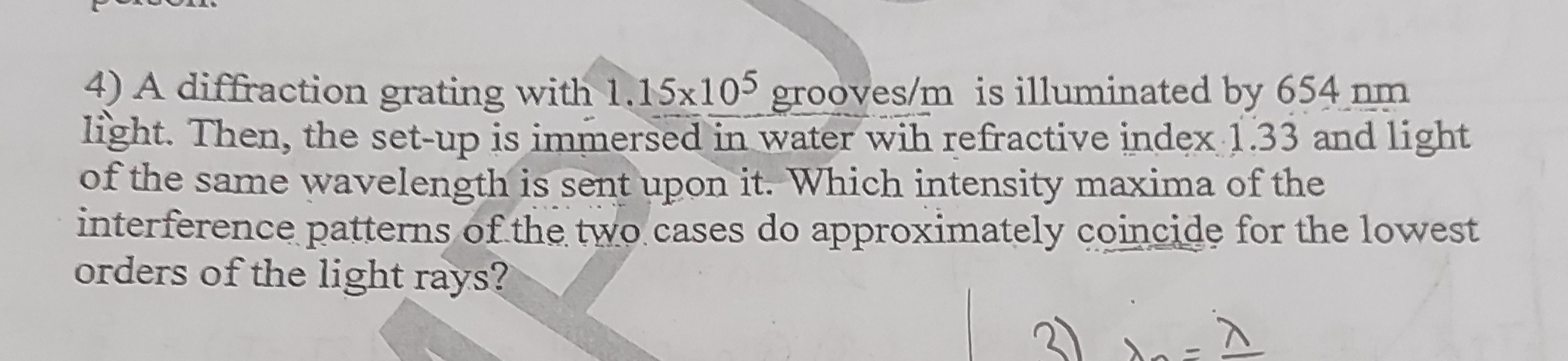 Solved A diffraction grating with 1.15×105 ﻿grooves ?m ﻿is | Chegg.com