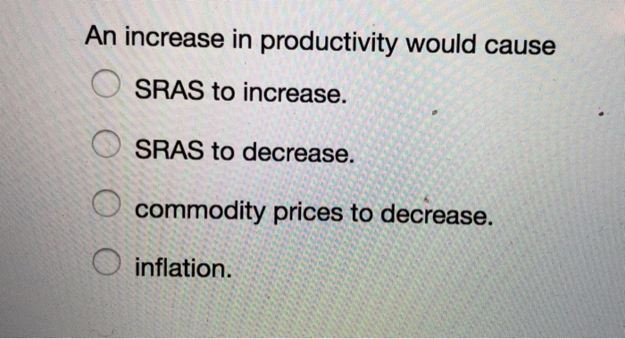 Solved An Increase In Productivity Would Cause Sras To Chegg