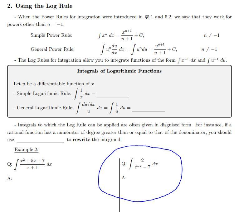 Solved 1. Using the Exponential Rule Integrals of | Chegg.com