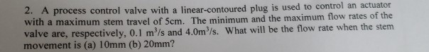 Solved 2. A process control valve with a linear-contoured | Chegg.com