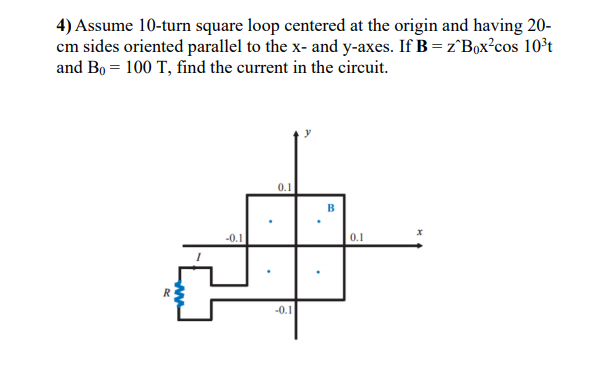 Solved 4) Assume 10-turn square loop centered at the origin | Chegg.com