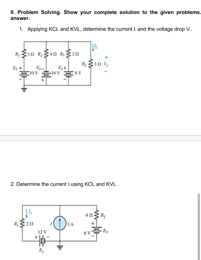 Solved II. Problem Solving. Show your complete solution to | Chegg.com
