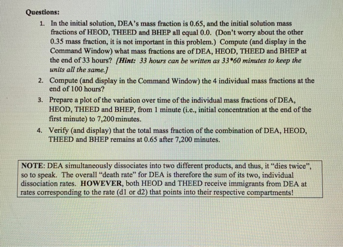 MATLAB PROGRAMMING EXERCISE: COMPARTMENT MODEL | Chegg.com